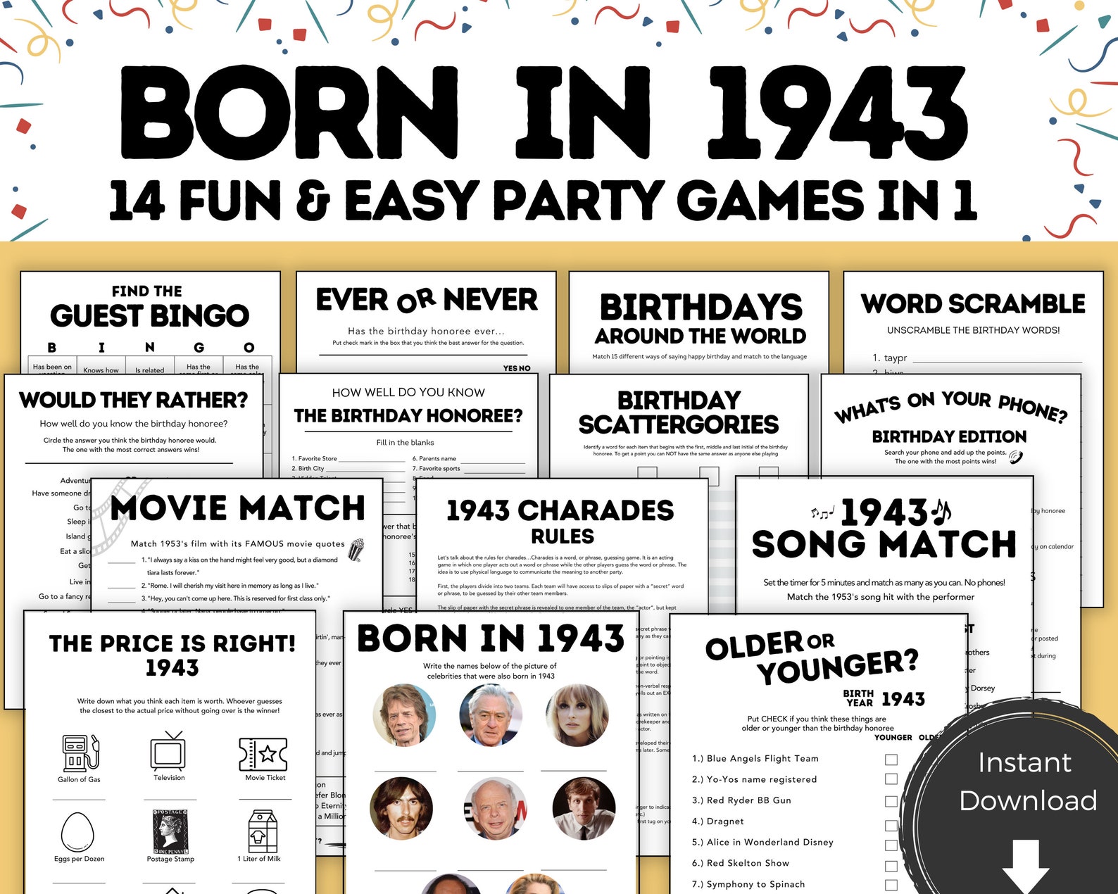 Printable 80th Birthday Games 80 Birthday 80th Birthday - Etsy