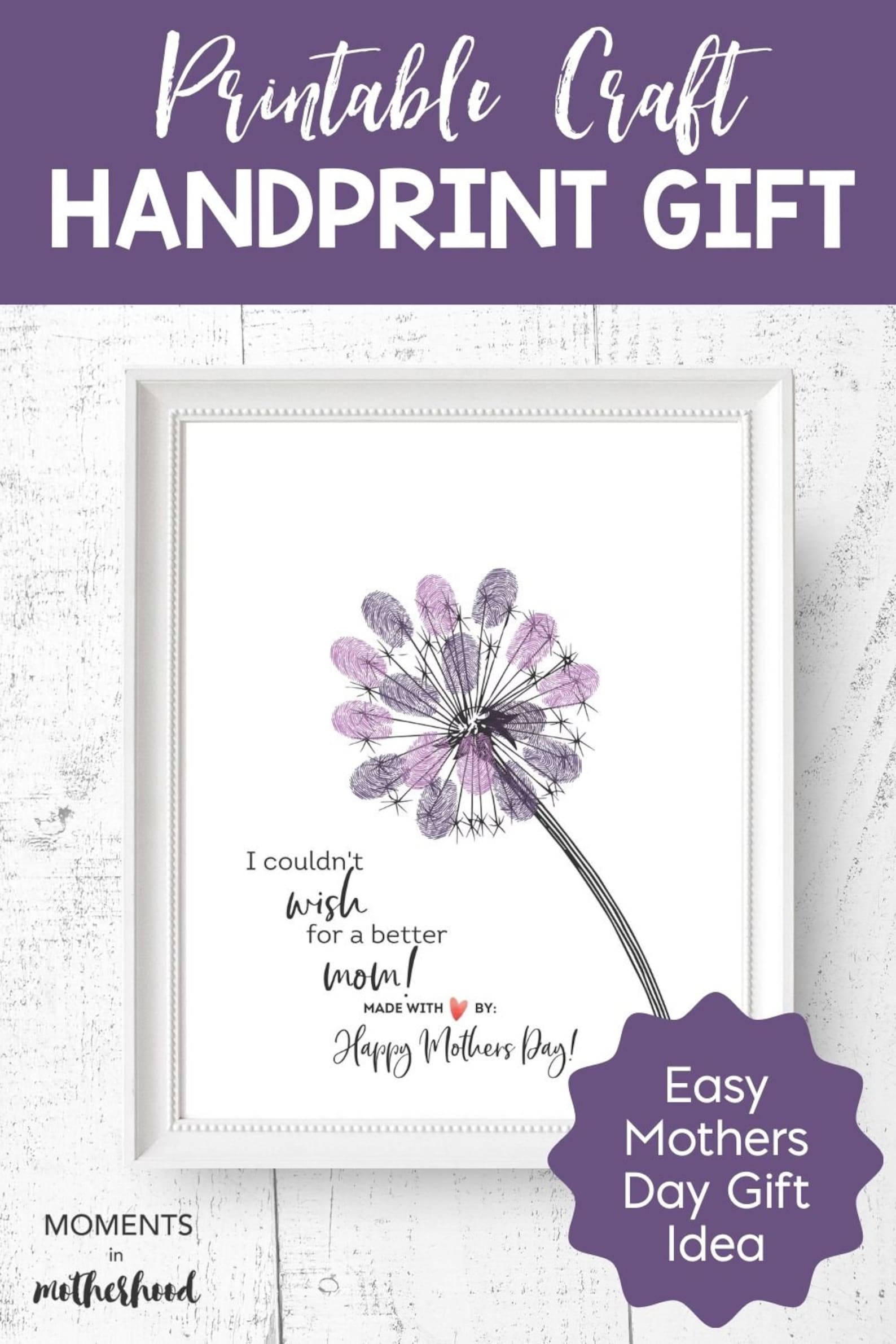 Unique Mothers Day Gift Fingerprint Art Template, Kids Thumbprint Art ...