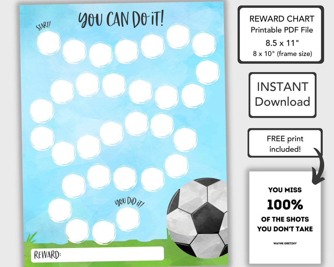 Soccer Reward Chart for Kids Behavior Chart Printable Chore | Etsy