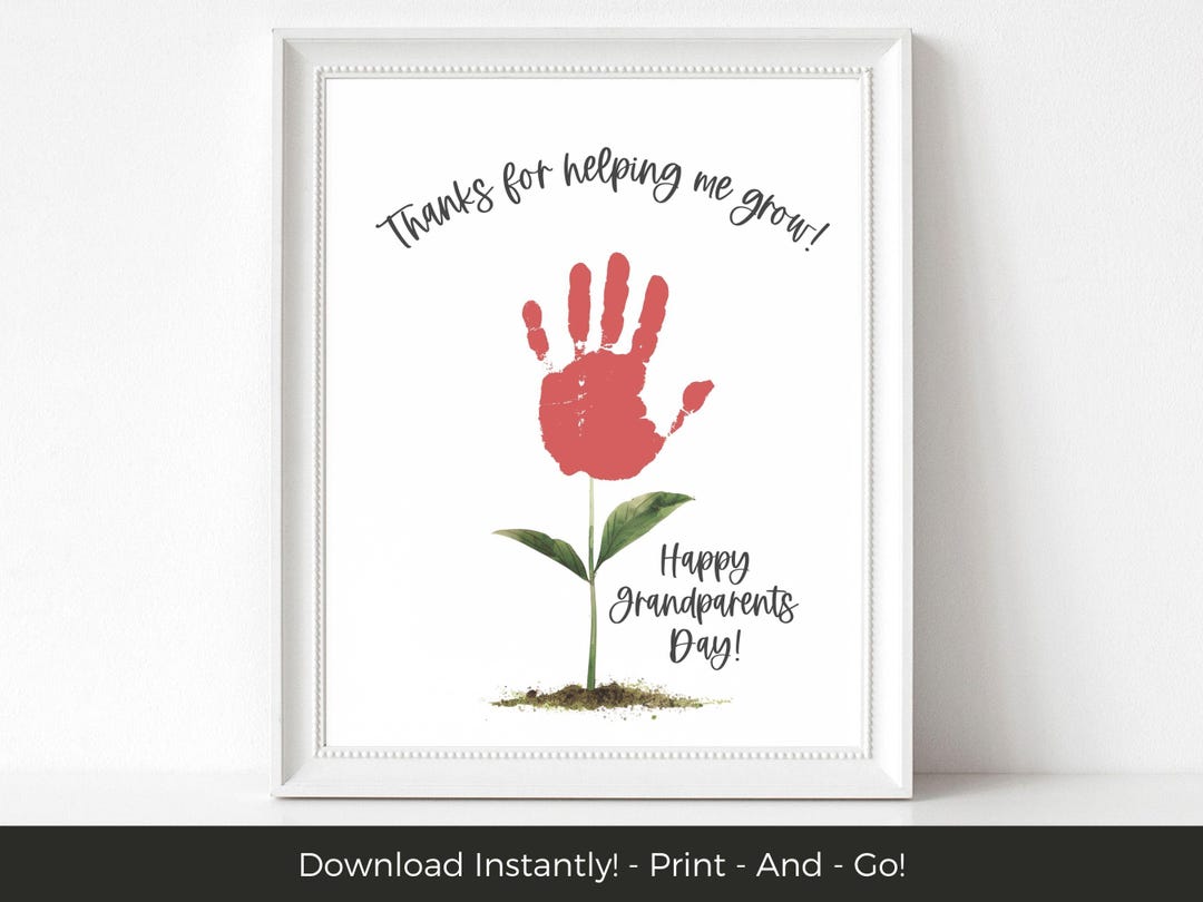 Grandparents Day Handprint Craft Printable, Gift for Grandma Grandpa ...