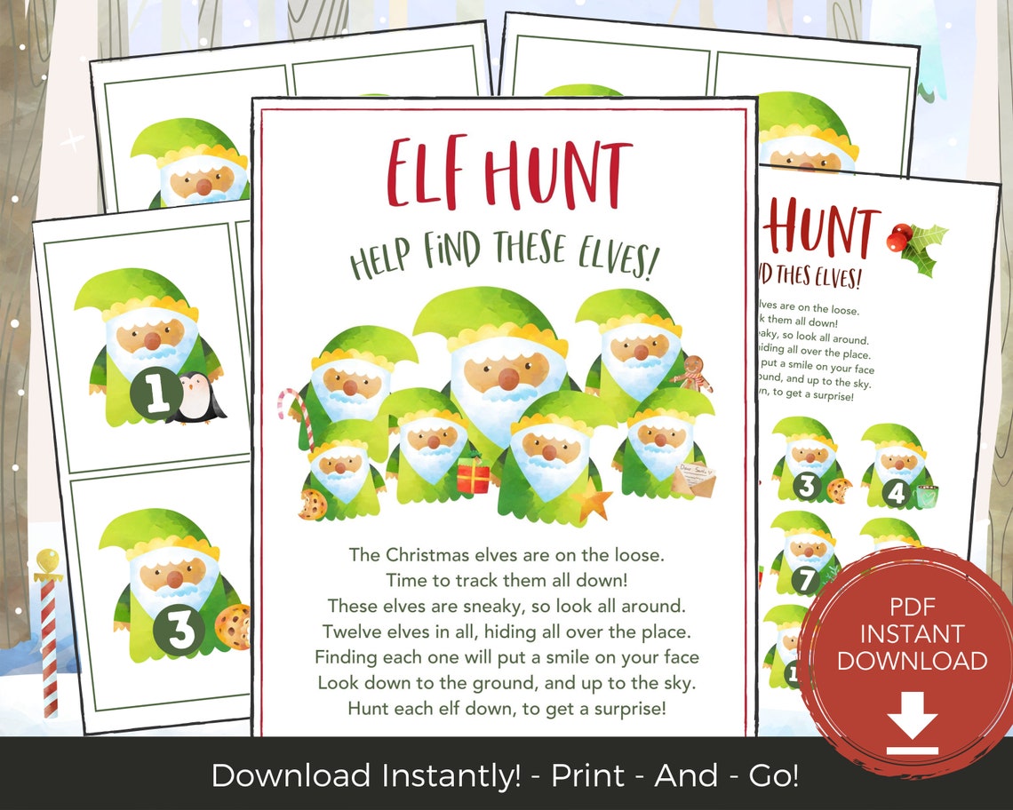Elf Scavenger Hunt Christmas Games for Families Printable - Etsy