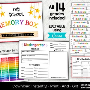 Kids Keepsake Journal EDITABLE School Memory Book Back to - Etsy