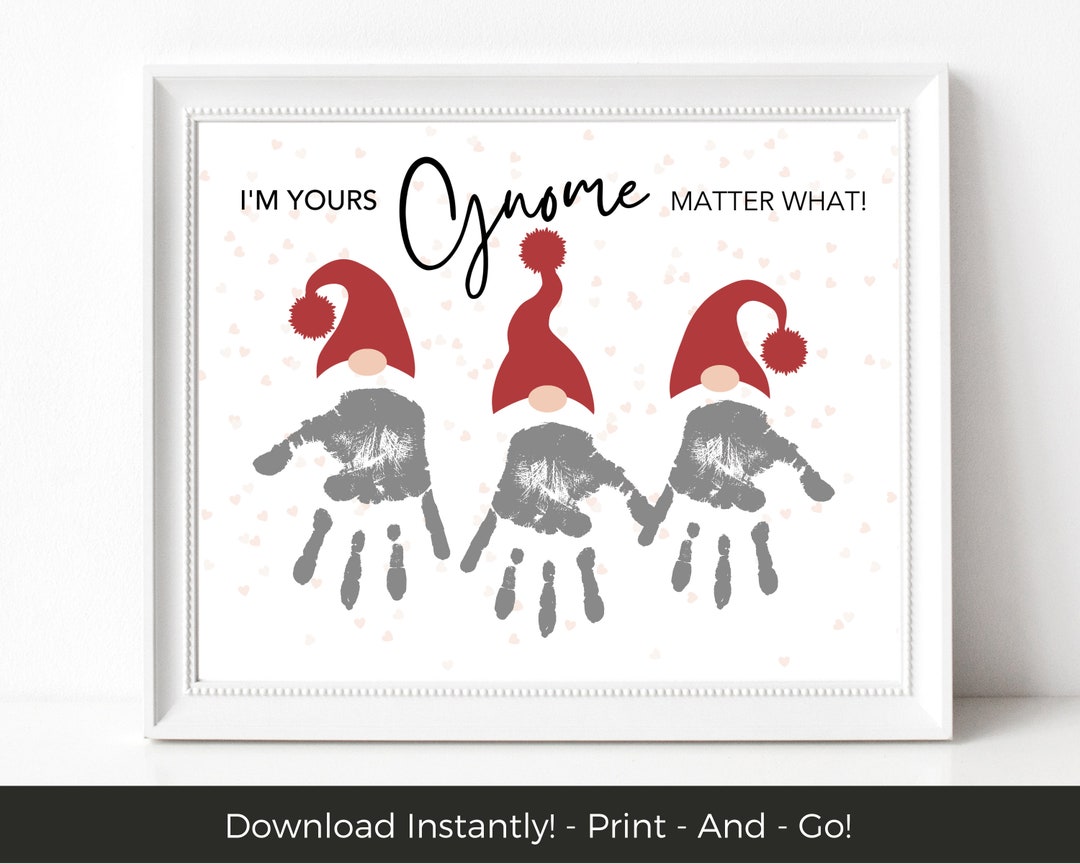 Gnome Valentine Printable Handprint Art, Valentine Handprint Craft for ...