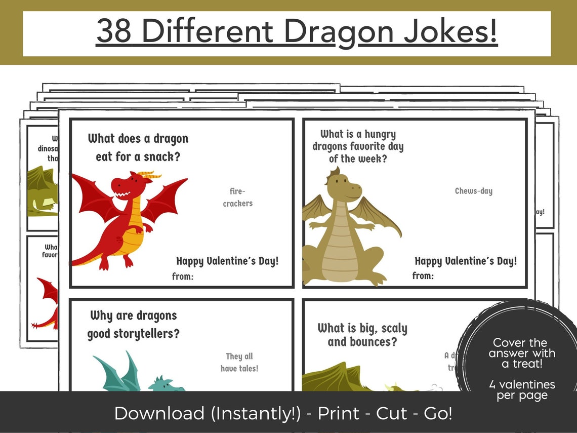 Dragon Valentines Printable Valentines for Boys Valentines - Etsy