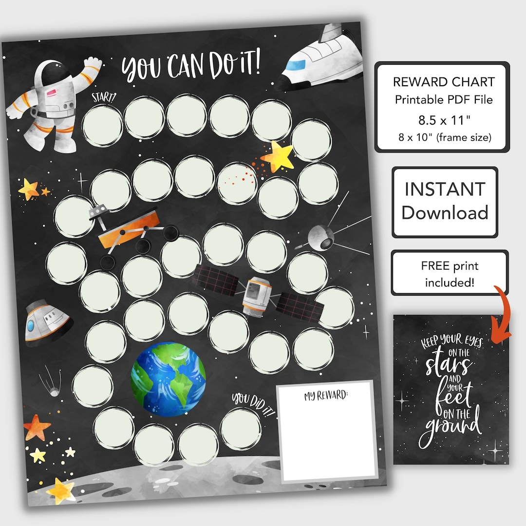 Astronaut Reward Chart for Kids Behavior Chart Printable, Chore Chart ...