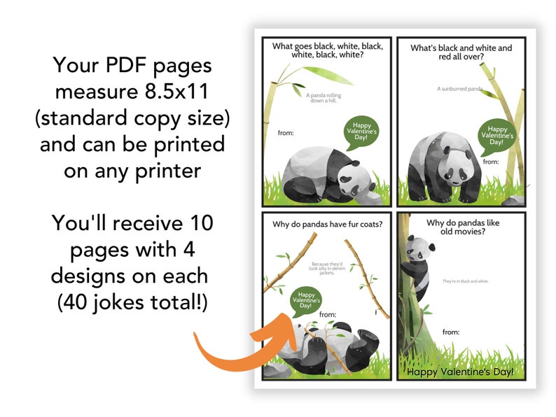 Panda Printable Valentine Cards for Kids Kids Valentines - Etsy