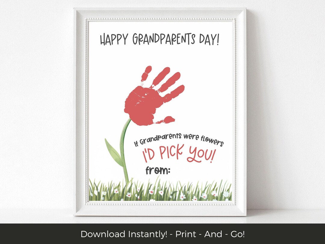 Grandparents Day Handprint Craft Printable, Gift for Grandma Grandpa ...