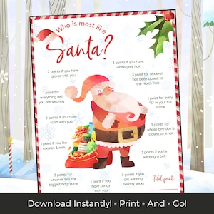 Santa Christmas Game for Kids and Adult Parties Instant Download, Fun ...