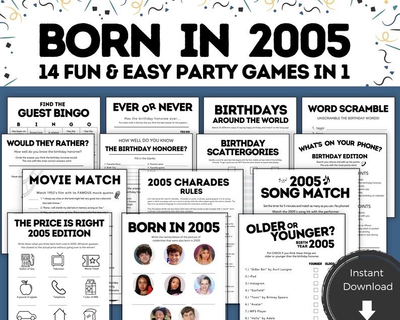 Printable 18th Birthday Games for Him or Her 18th Birthday - Etsy