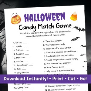 Halloween Candy Matching Game Halloween Game Printable Easy - Etsy