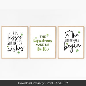 St Patricks Day Printable Wall Art Set, Irish Blessing Printable ...