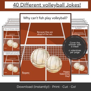 Volleyball Printable Valentine Cards for Kids, Kids Valentines Cards ...