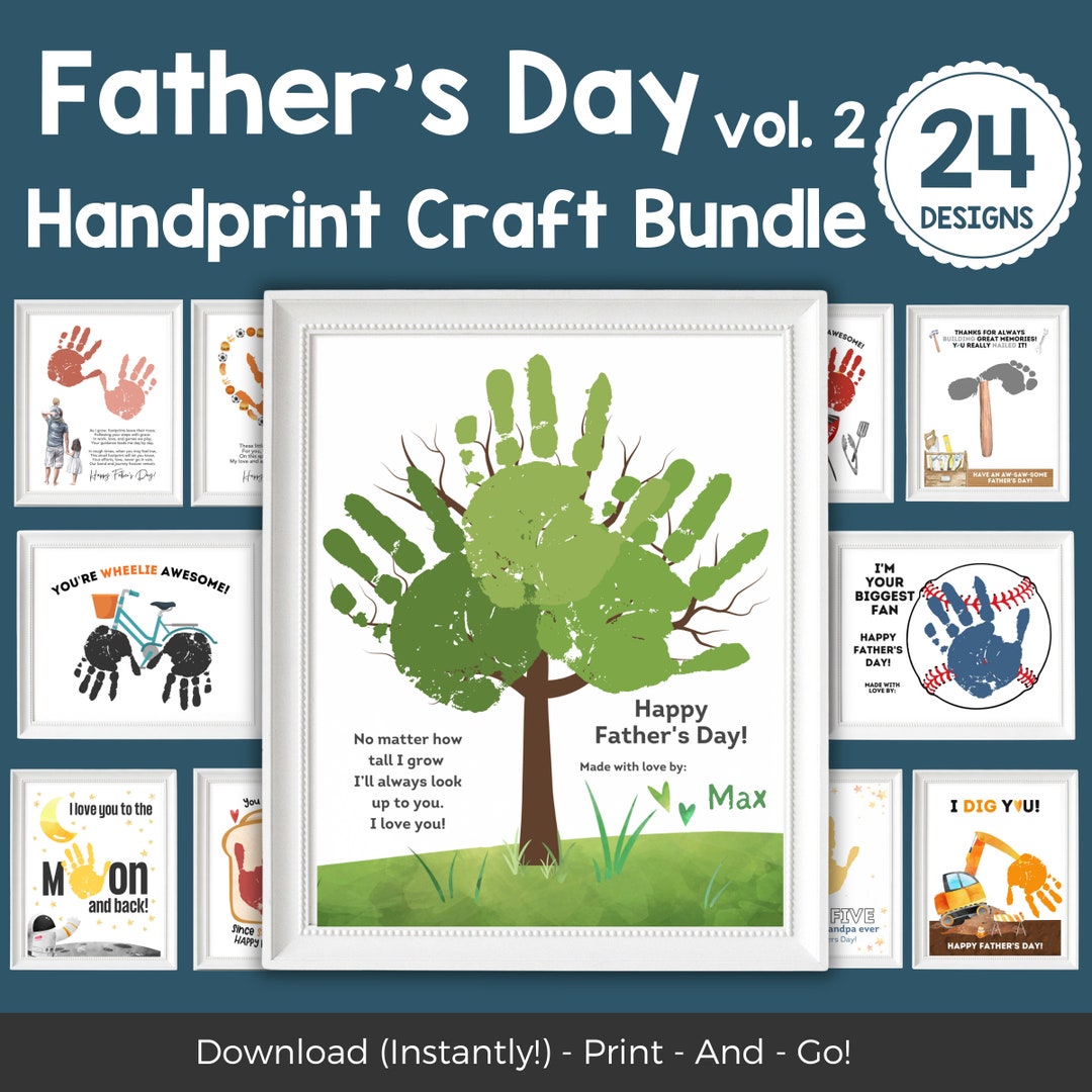 Fathers Day Printable Craft for Kids & Toddlers, Fathers Day Handprint ...