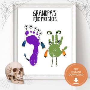 Monster Halloween Handprint Craft, DIY Craft for Kids Art, Halloween ...