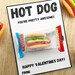 Hot Dog Valentine Card, Valentine Printable Kids Valentine, Funny ...