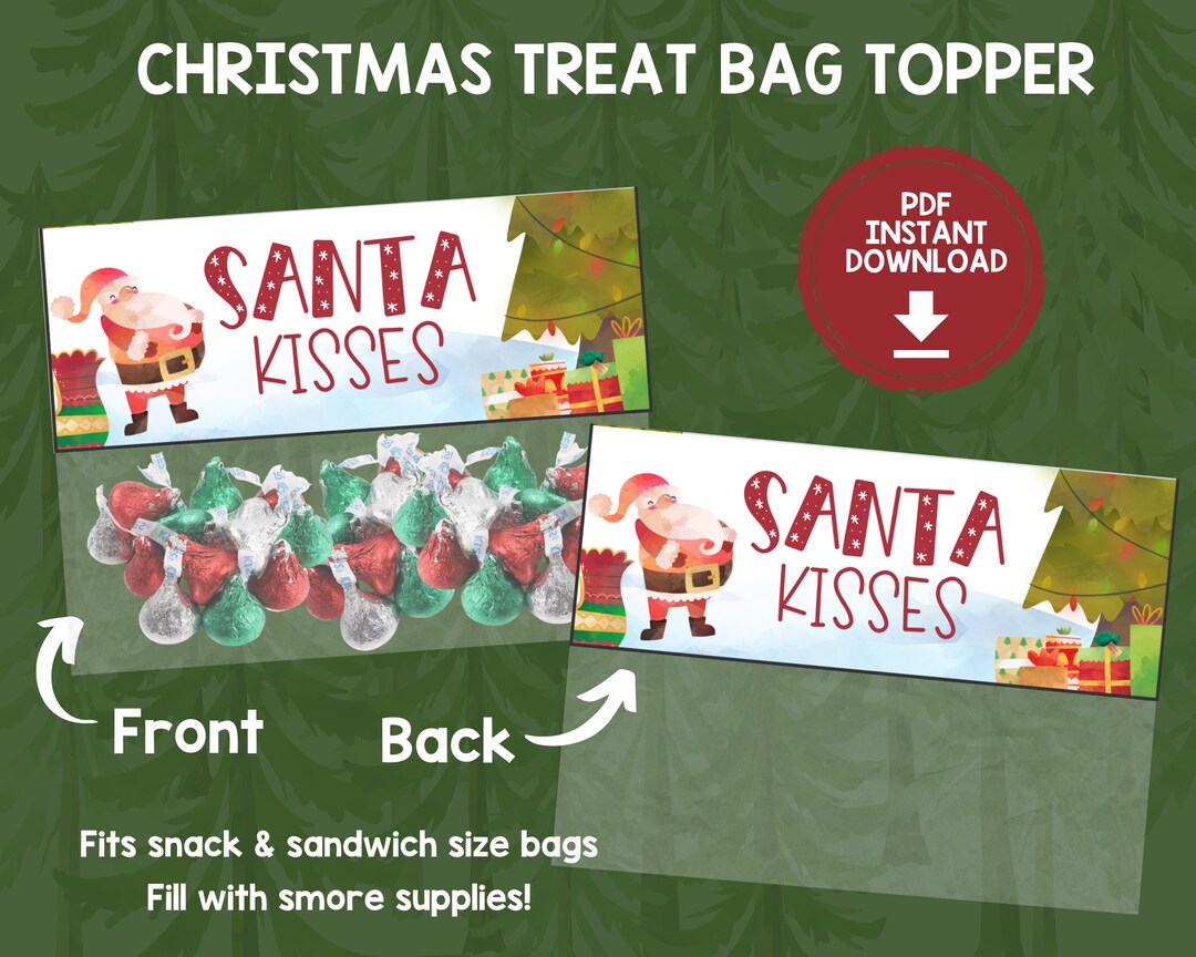 DIY Treat Bag Toppers, Teacher or Class Christmas Gift, Christmas Party ...