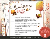 True or False Thanksgiving Game for Kids Adults Thanksgiving - Etsy