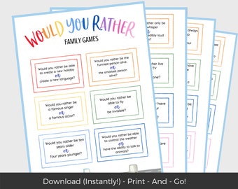 Would You Rather Printable Game for Kids or Teens Road Trip - Etsy