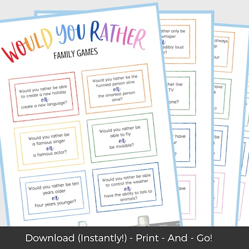 Would You Rather for Kids - Etsy