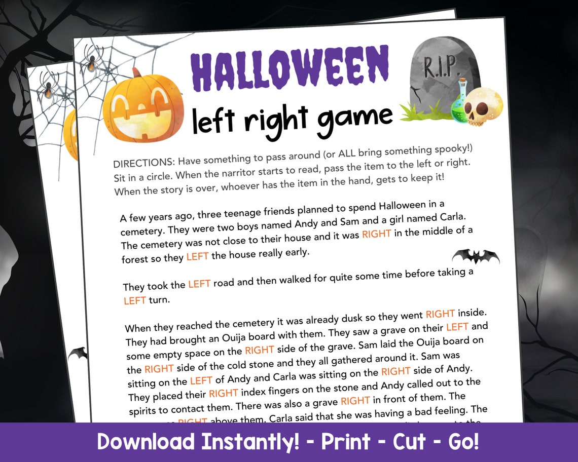 Left Right Game Halloween Printable Pass the Pumpkin Game - Etsy