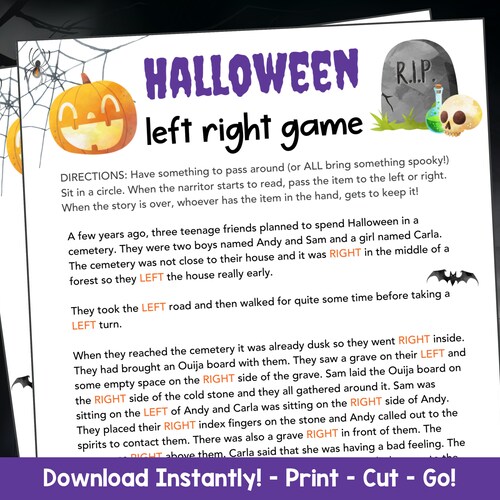 Pass the Pumpkin Game Halloween Printable Left Right Game - Etsy