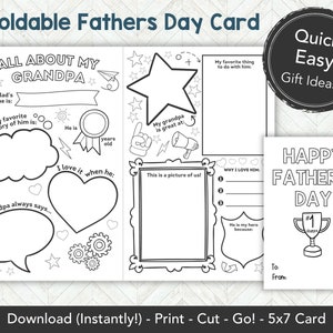 Printable Fathers Day Card All About My Grandpa Gift From - Etsy