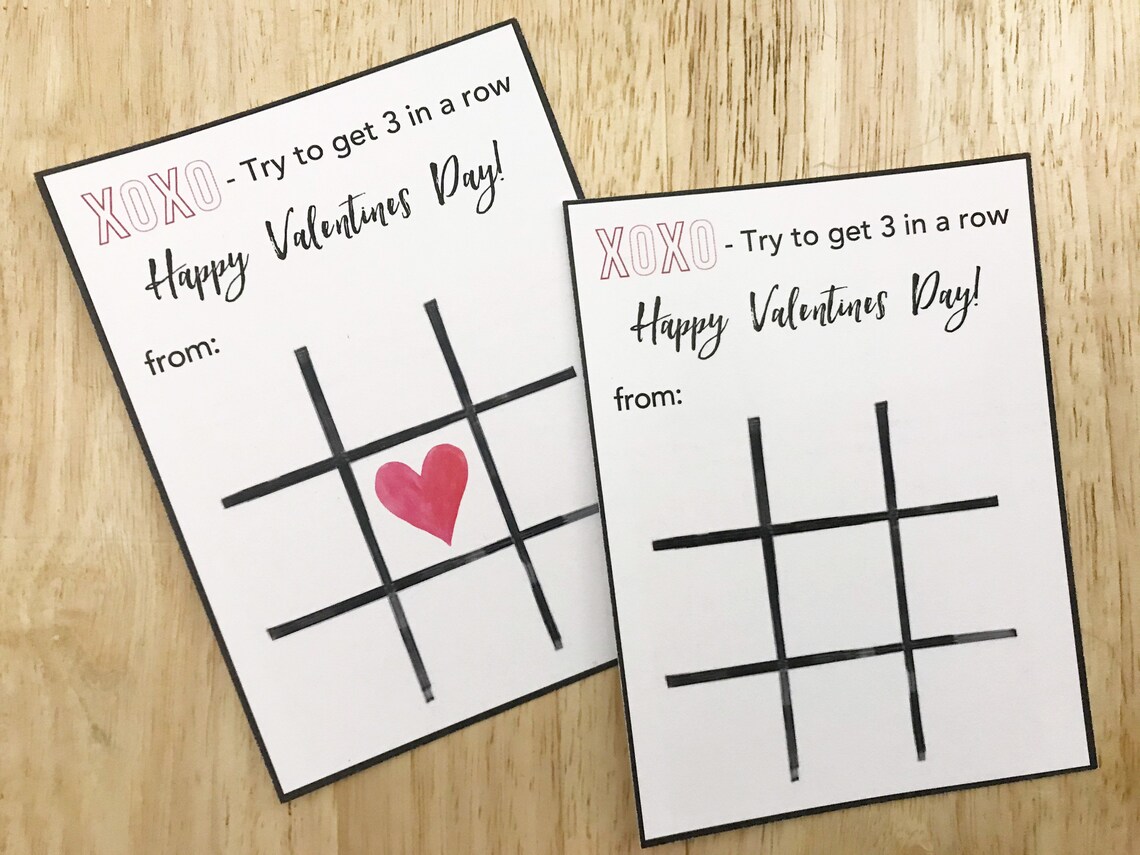 Tic Tac Toe Valentine Cards for Kids Valentine Printable | Etsy