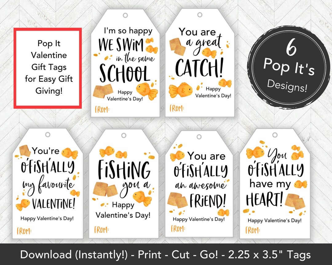 Goldfish Crackers Valentine Gift Tag, Printable Classroom Valentine ...