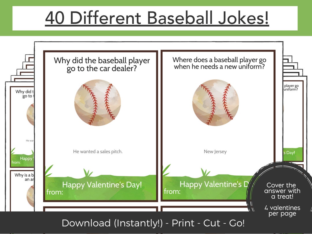 Baseball Valentine Printable Valentine Cards for Kids Kids - Etsy