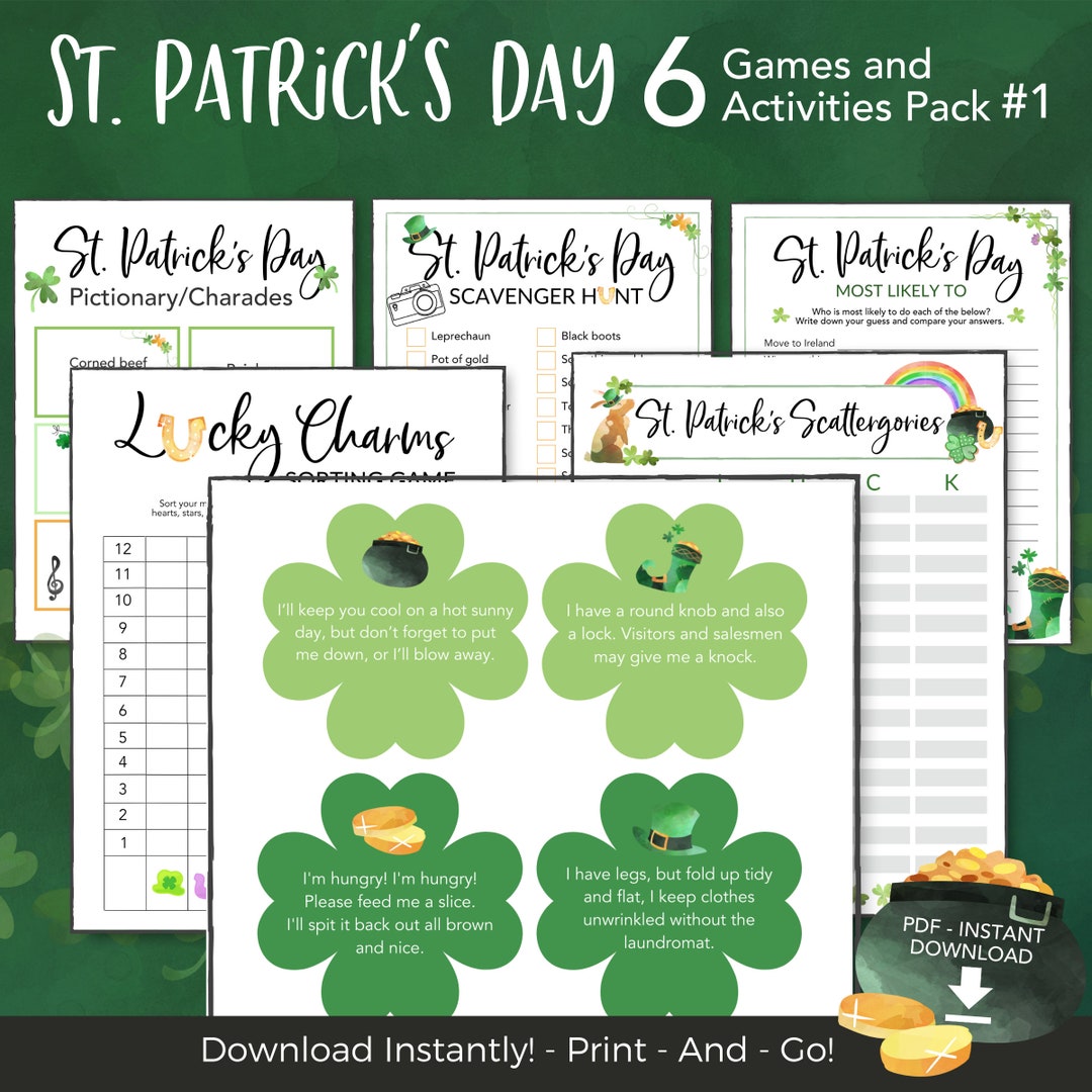St Patrick's Day Game Bundle, Printable Game for Kids Family Office ...