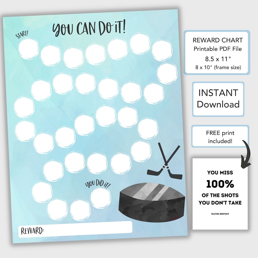 Hockey Reward Chart for Kids Behavior Chart Printable, Chore Chart ...
