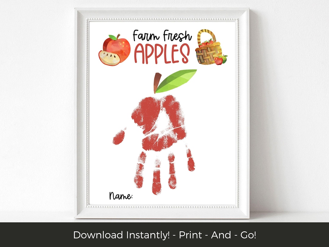 Farm Fresh Apples Handprint Craft Printable, Fall Apple Art Activity ...