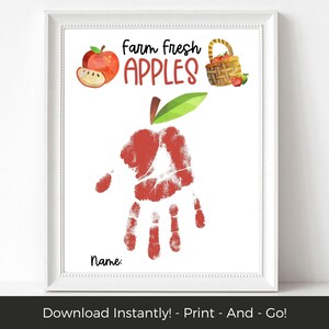 Farm Fresh Apples Handprint Craft Printable, Fall Apple Art Activity ...