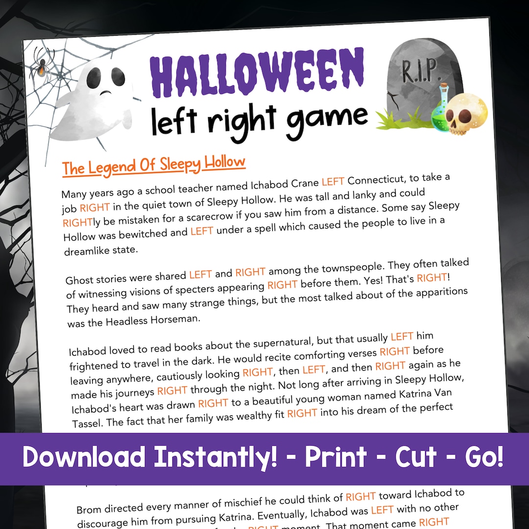 Left Right Game Halloween Printable, Pass the Pumpkin Game Halloween ...