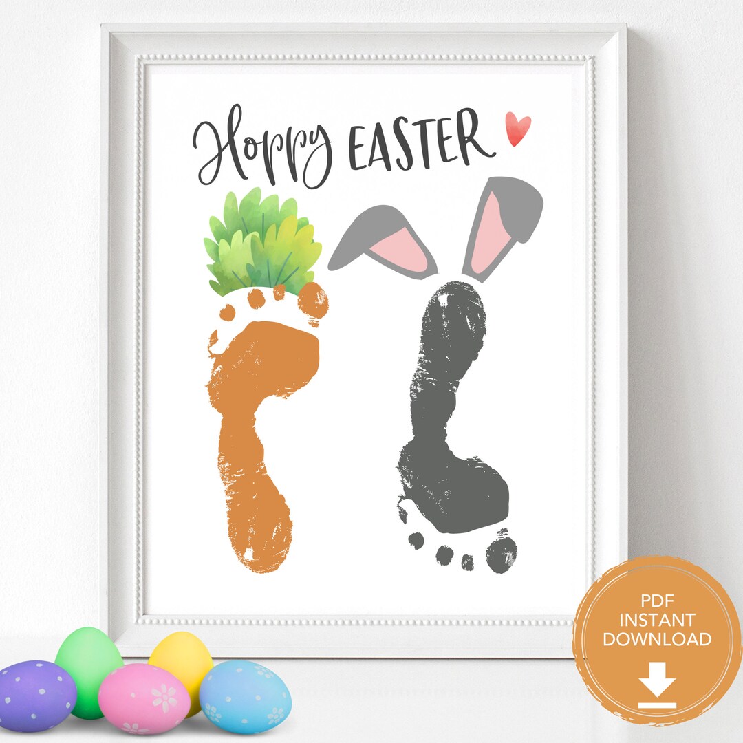 Carrot and Bunny Easter Craft, Easter Footprint Kids Craft, Baby's ...