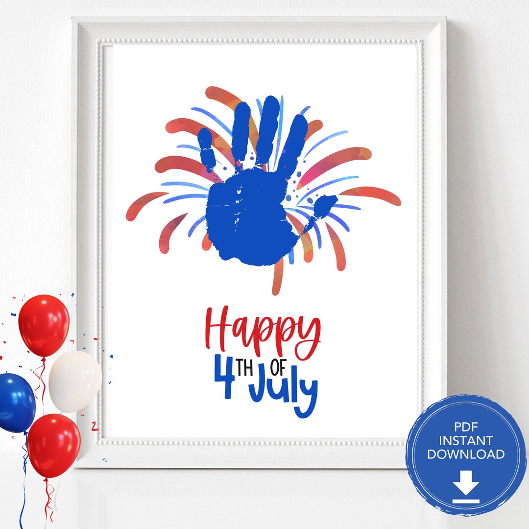 Firework 4th of July Handprint Art, Fourth of July Handprint Craft ...