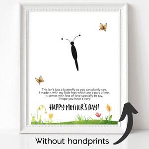Mothers Day Handprint Printable Kids Art, Butterfly Handprint Crafts ...