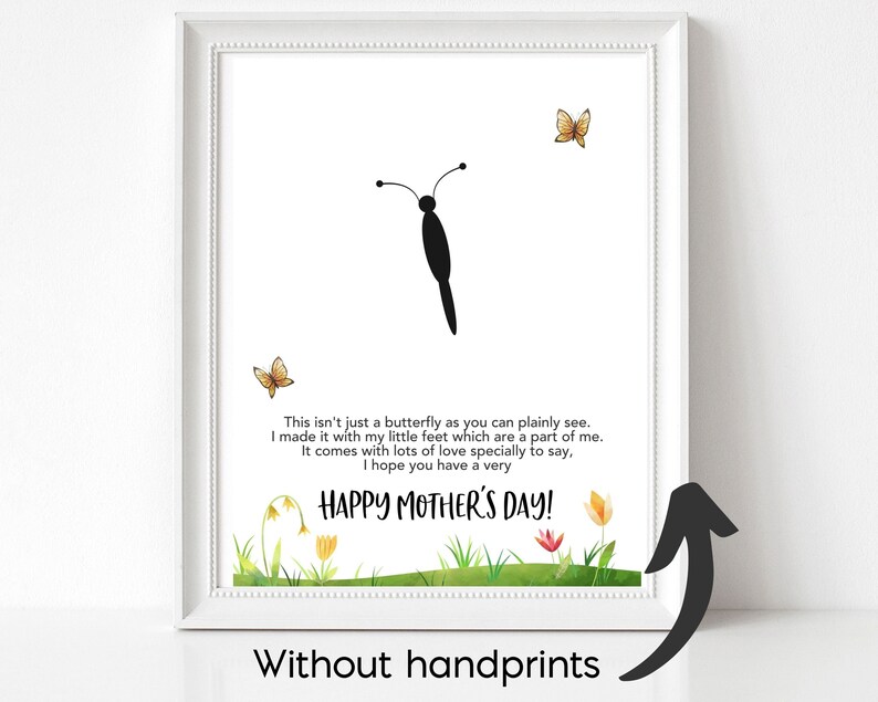 Mothers Day Handprint Printable Kids Art, Butterfly Handprint Crafts ...