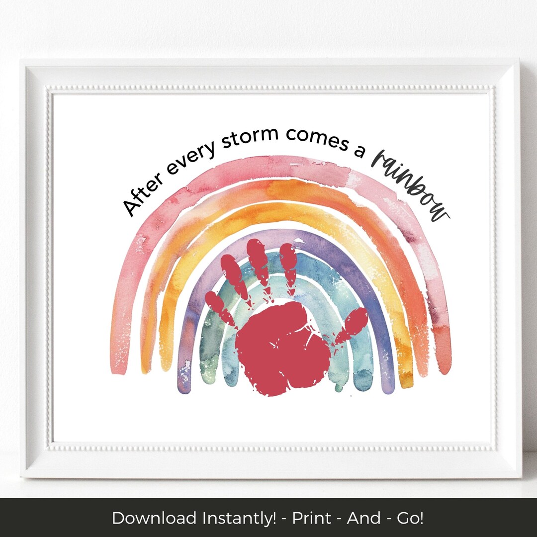Colorful Rainbow Handprint Activity, Preschool or Toddler Handprint Art ...