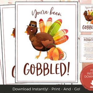 You've Been Gobbled Sign Printable Instant Download Game - Etsy