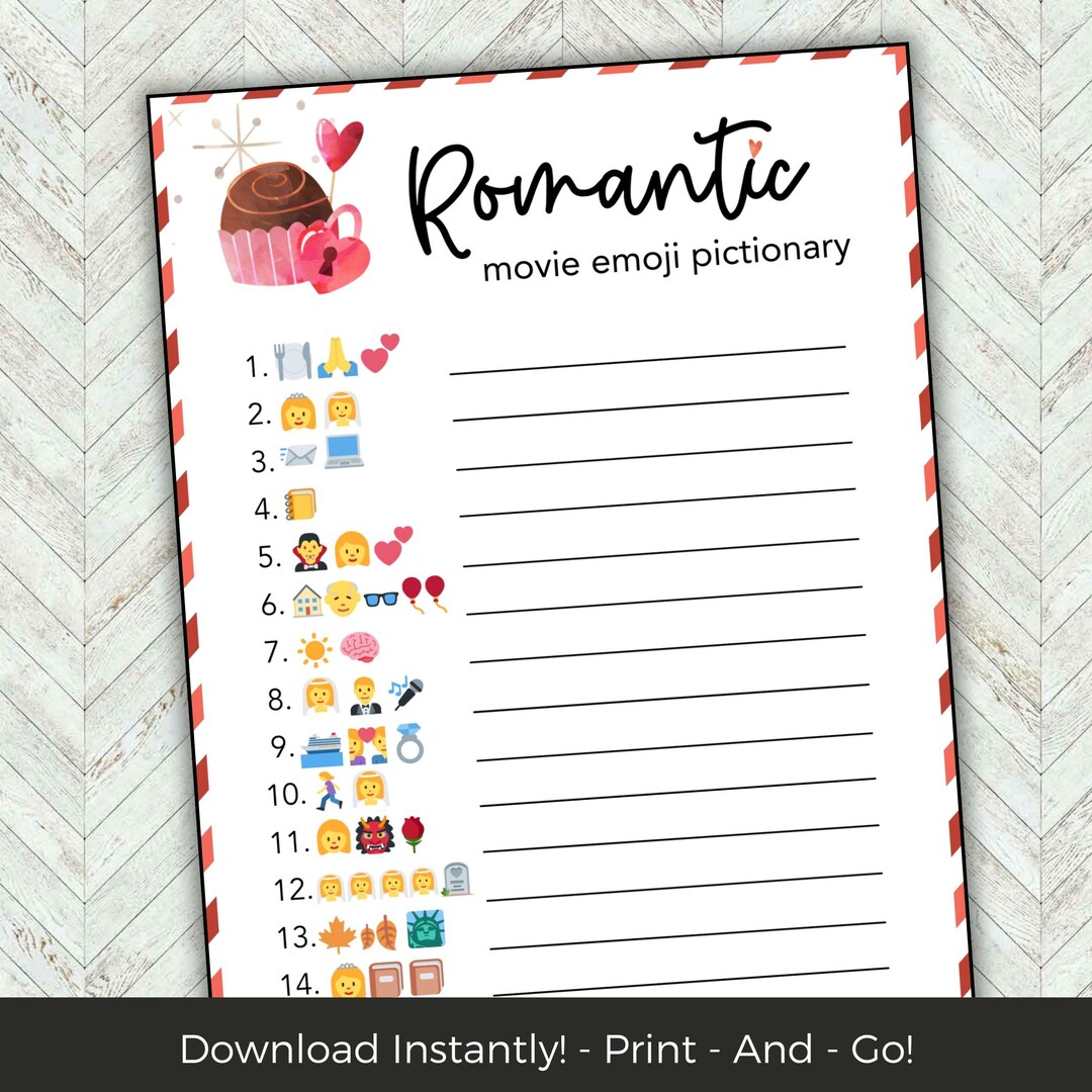 Valentine Games Printable Valentine Party Game, Emoji Pictionary ...