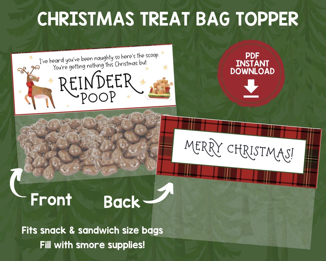 DIY Treat Bag Toppers, Teacher or Class Christmas Gift, Christmas Party ...