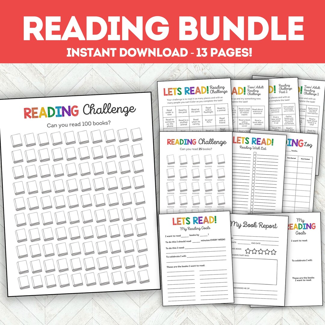 Reading Planner Bundle, Reading Journal Printable, Reading Log for Kids ...