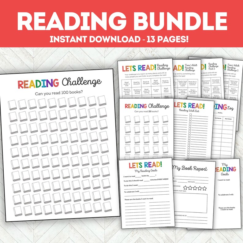 Reading Planner Bundle, Reading Journal Printable, Reading Log for Kids ...