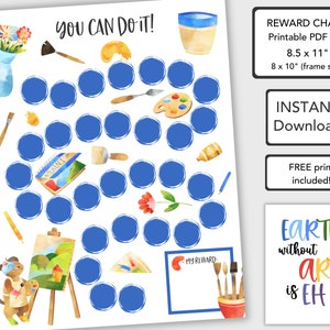 Art Kids Reward Chart Printable Potty Training Chart Kids - Etsy