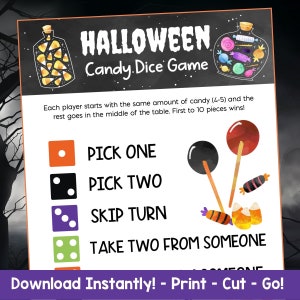 Halloween Candy Dice Games, Halloween Party Games for Kids, Halloween ...