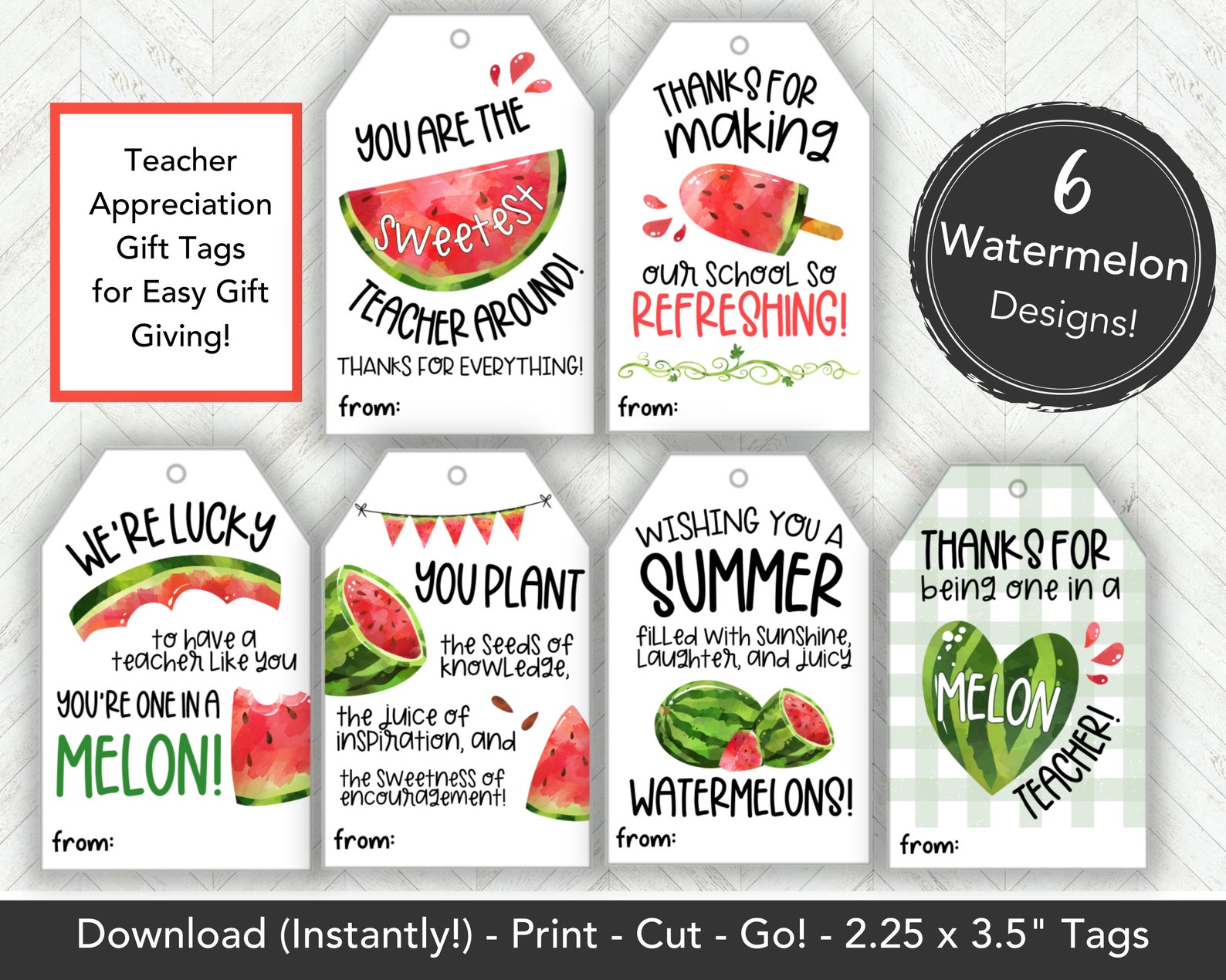 Printable Watermelon Gift Tag Retired Teacher Gift End of - Etsy