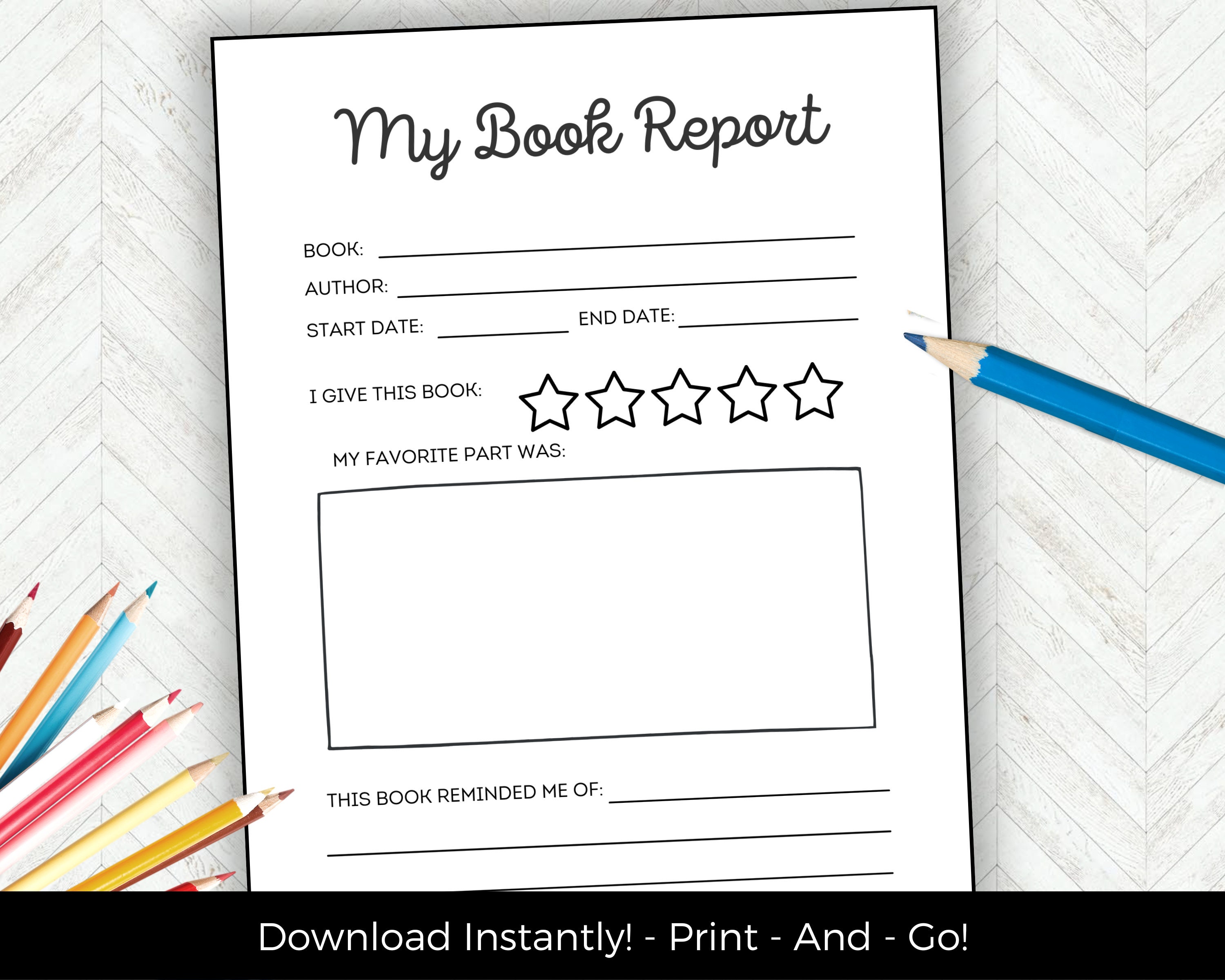 Printable Kids Book Report, Book Review for Children, Reading Report ...