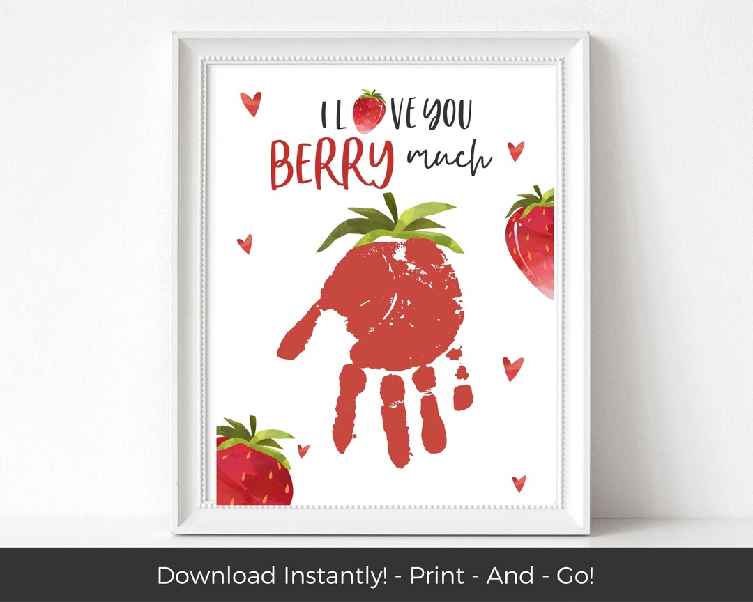Strawberry Handprint Art, Kid or Toddler Handprint Art, Grandparent ...