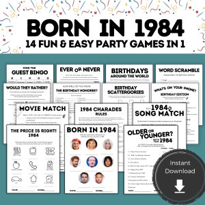 40th Birthday Games, 40 Birthday, 40th Birthday Party Games 1984, 40th ...